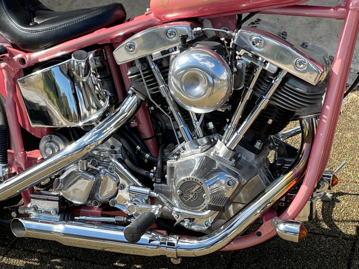 ’76 FLH Shovelhead ” Pink ･ Lady “ – SHIUN CRAFT WORKS official web.